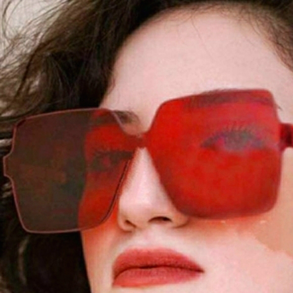 Accessories | Red Squarerimless Sunglasses | Poshmark